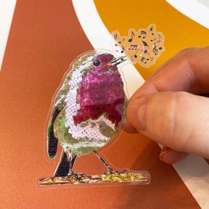Singing Bird Sticker - Music Lover - Rustic Boho Heart Art - Notes ...