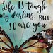 Life is Tough Butterfly Art Print Rustic Woodland Boho Wall Decor for ...