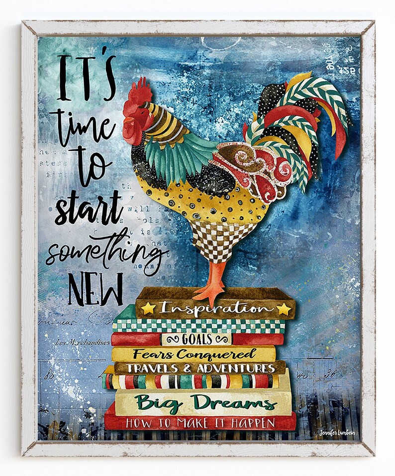 It's Time Rooster Art Print Rustic Bird Room Decor - Etsy