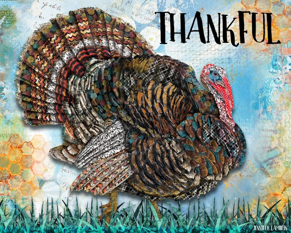 Thankful Art Print Turkey Home Decor Thanksgiving Wall - Etsy