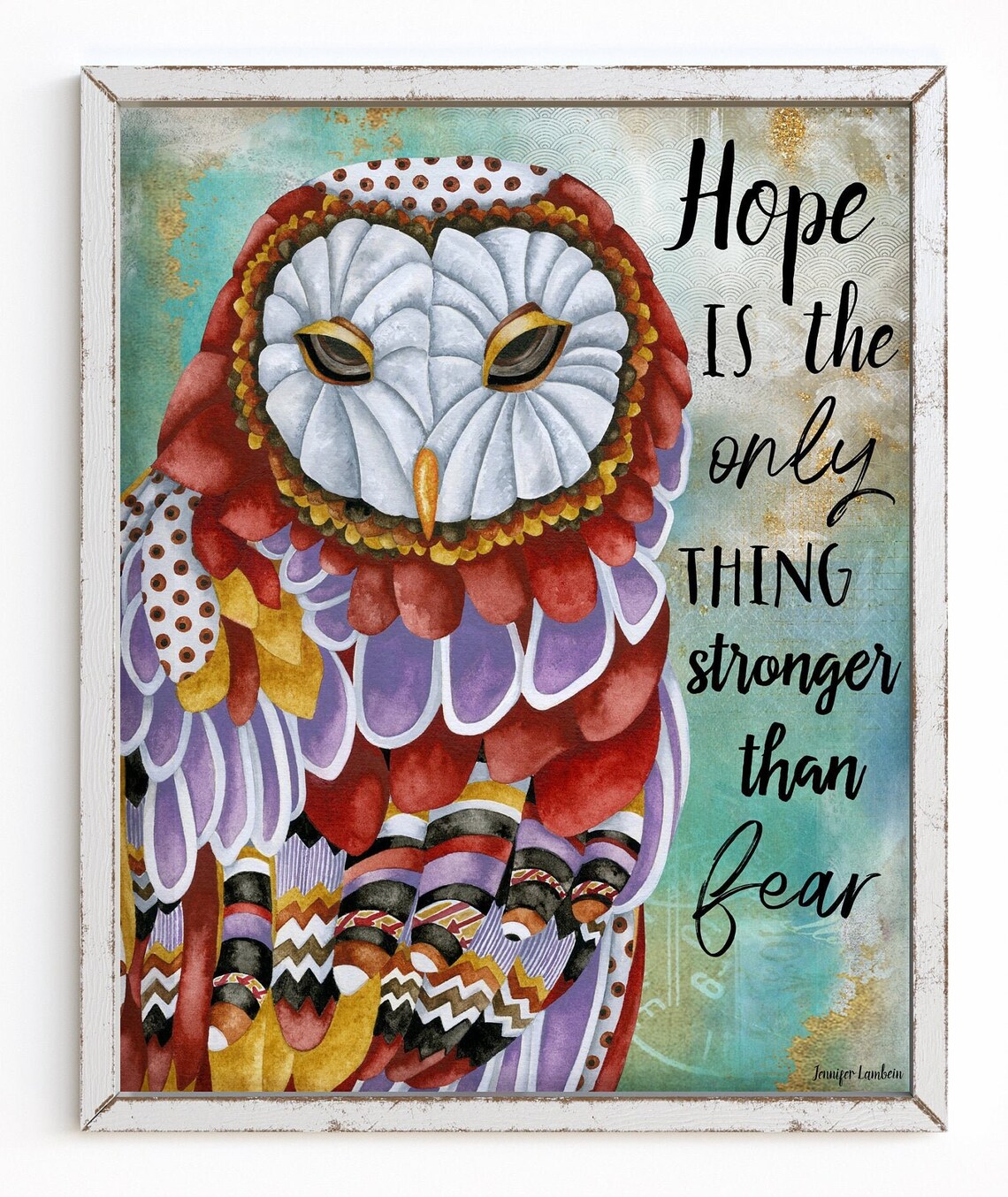 Hope Owl Art Print Rustic Boho Woodland Animal Bird Room - Etsy