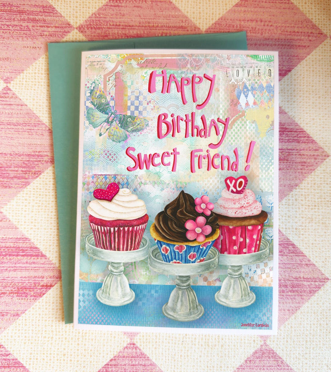 Sweet Friend Birthday Card - Happy Birthday Notecard - Greeting Card ...