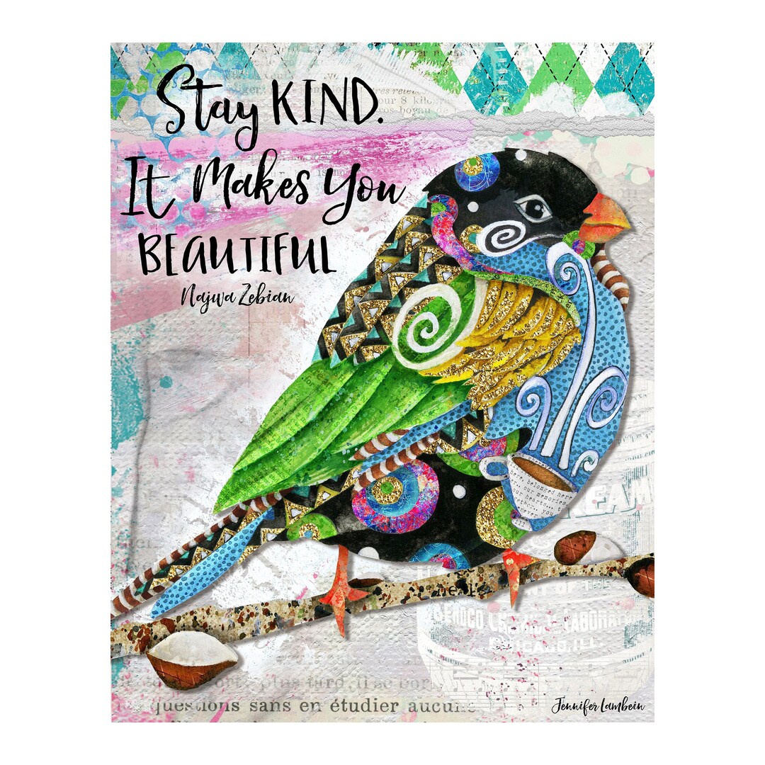 Stay Kind Art Print Boho Coffee Bird Wall Decor Beautiful Whimsical ...