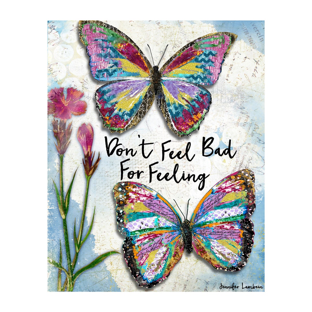 Feeling Butterflies Art Print Rustic Pretty Wildflowers Woodland ...