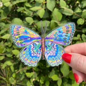Butterfly in Bloom Sticker - Pretty Boho Insect Art - Pink Watercolor ...