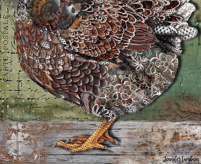 Strong Hen Art Print Rustic Farmhouse Boho Bird Room Decor - Etsy