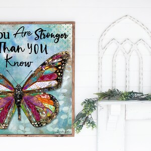 You Are Stronger Art Print - Butterfly Rustic Woodland Boho Plants Wall ...