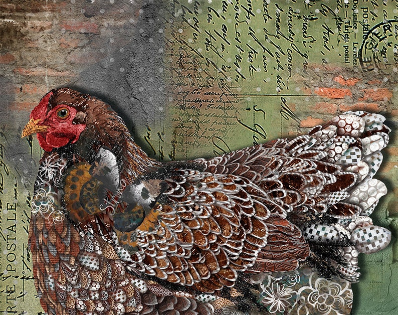 Strong Hen Art Print Rustic Farmhouse Boho Bird Room Decor - Etsy