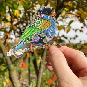 Cafe Swirly Bird Sticker - Coffee Lover - Pretty Woodland Nature Boho ...