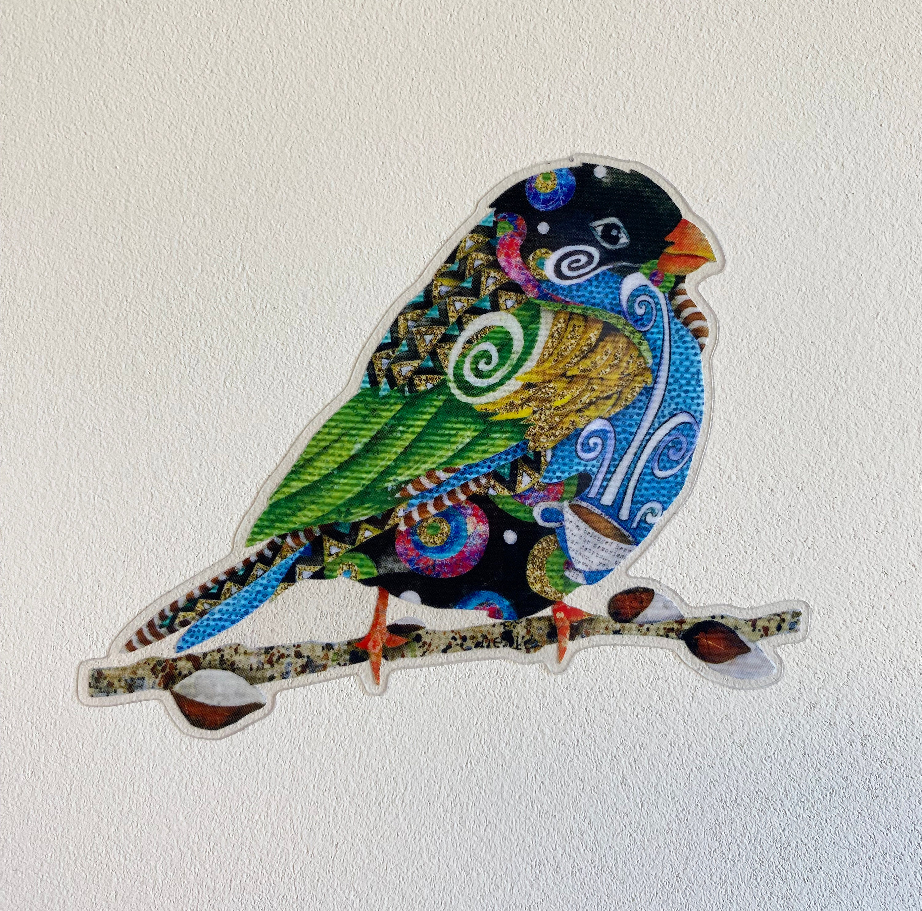 Cafe Swirly Bird Sticker - Coffee Lover - Pretty Woodland Nature Boho ...