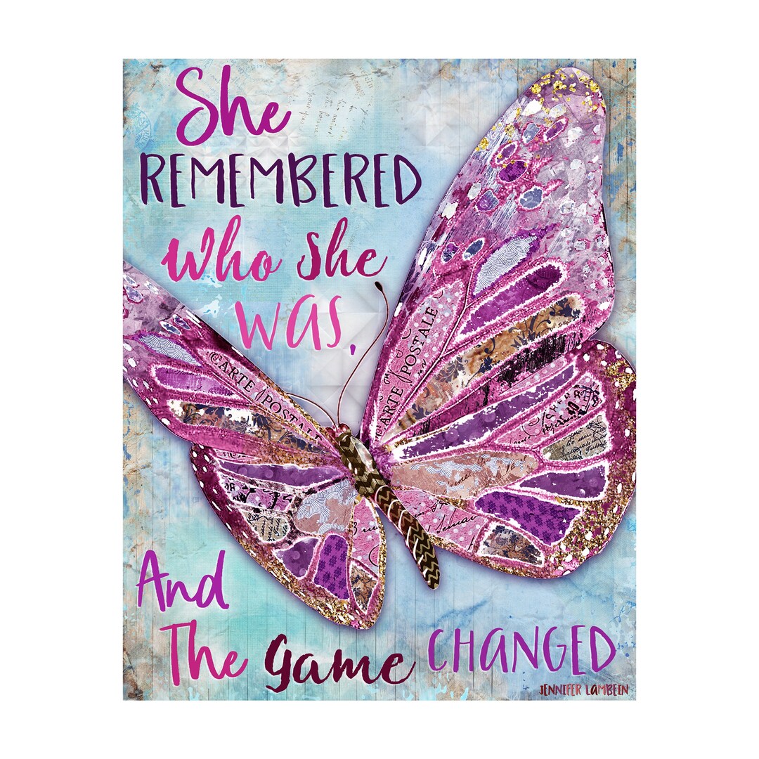 She Remembered Art Print - Pink Butterfly Rustic Boho Wall Decor - Game ...