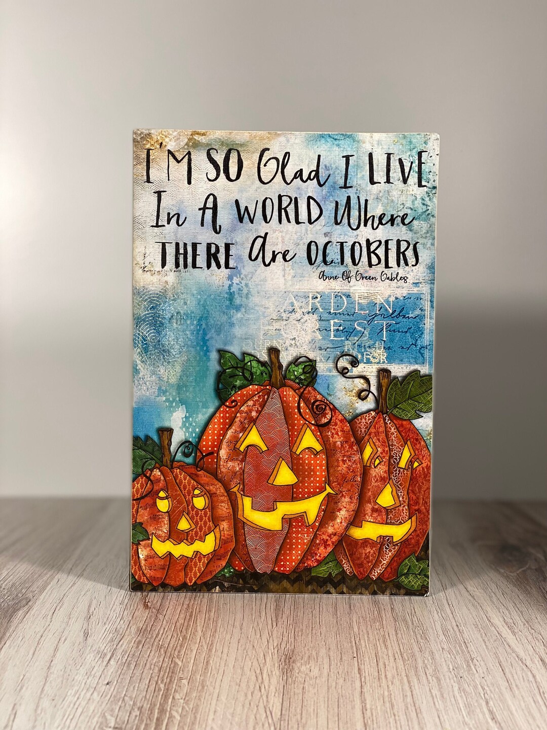 October Happiness Wall & Shelf Decor Rustic Fall Autumn Pumpkins Art I ...