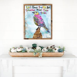 Faith Bird Art Print Christian Boho Butterfly Watercolor Home Decor ...