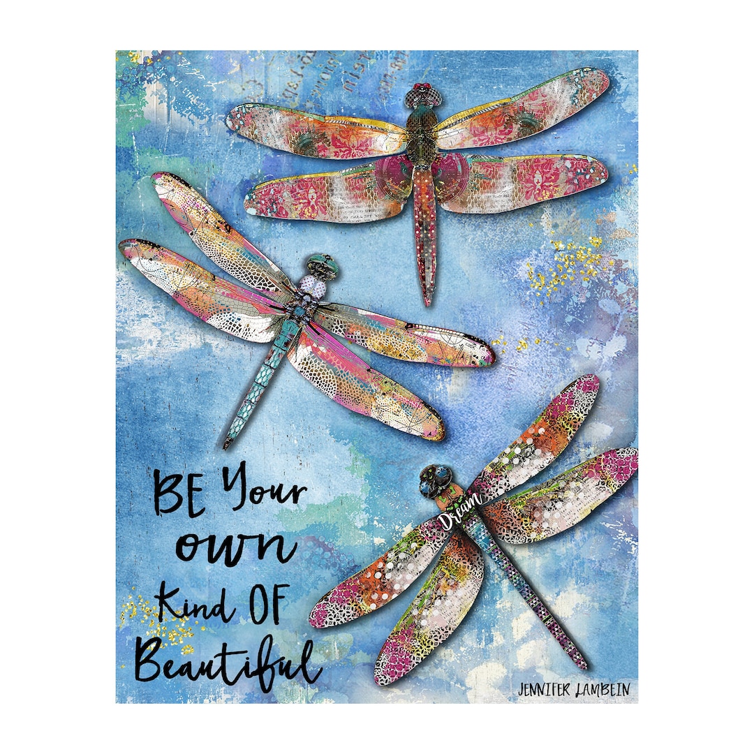 Beautiful Dragonflies - Rustic Woodland Boho Dream Watercolor Collage ...