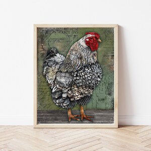 Artiste Hen Art Print - Rustic Boho Chicken Home Decor - Modern ...