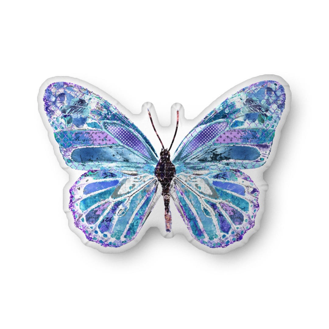 Ocean Blue Butterfly Throw Pillow - Custom Shaped Art - Pretty ...