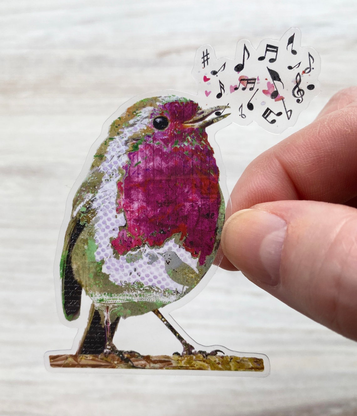 Singing Bird Sticker - Music Lover - Rustic Boho Heart Art - Notes ...