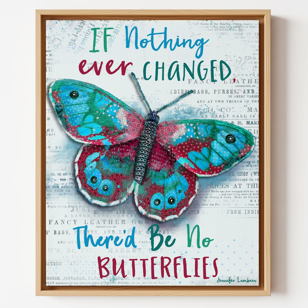 Change Butterfly Art Print - Cherry Positive Quote Mental Health Wall ...