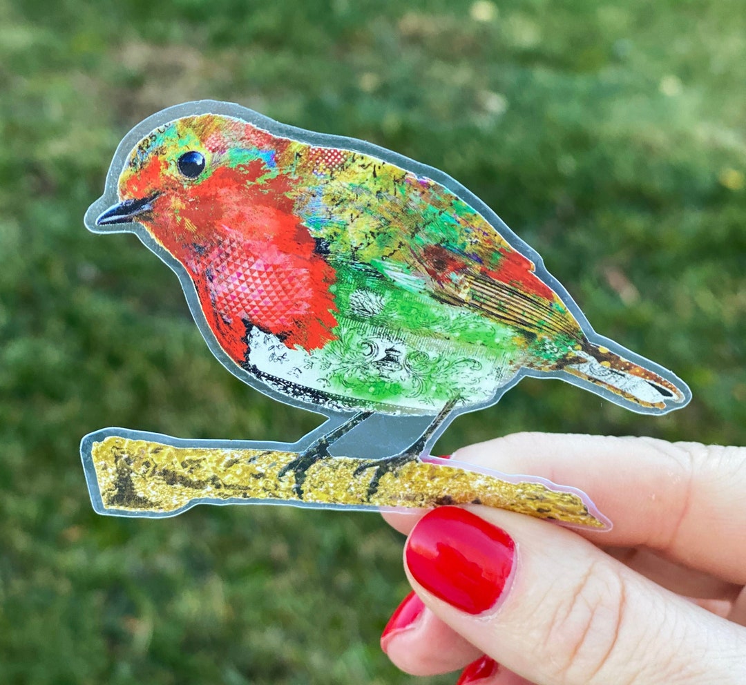 Red Wonder Bird Sticker - Rustic Holiday Woodland Boho Animal - Gifts ...