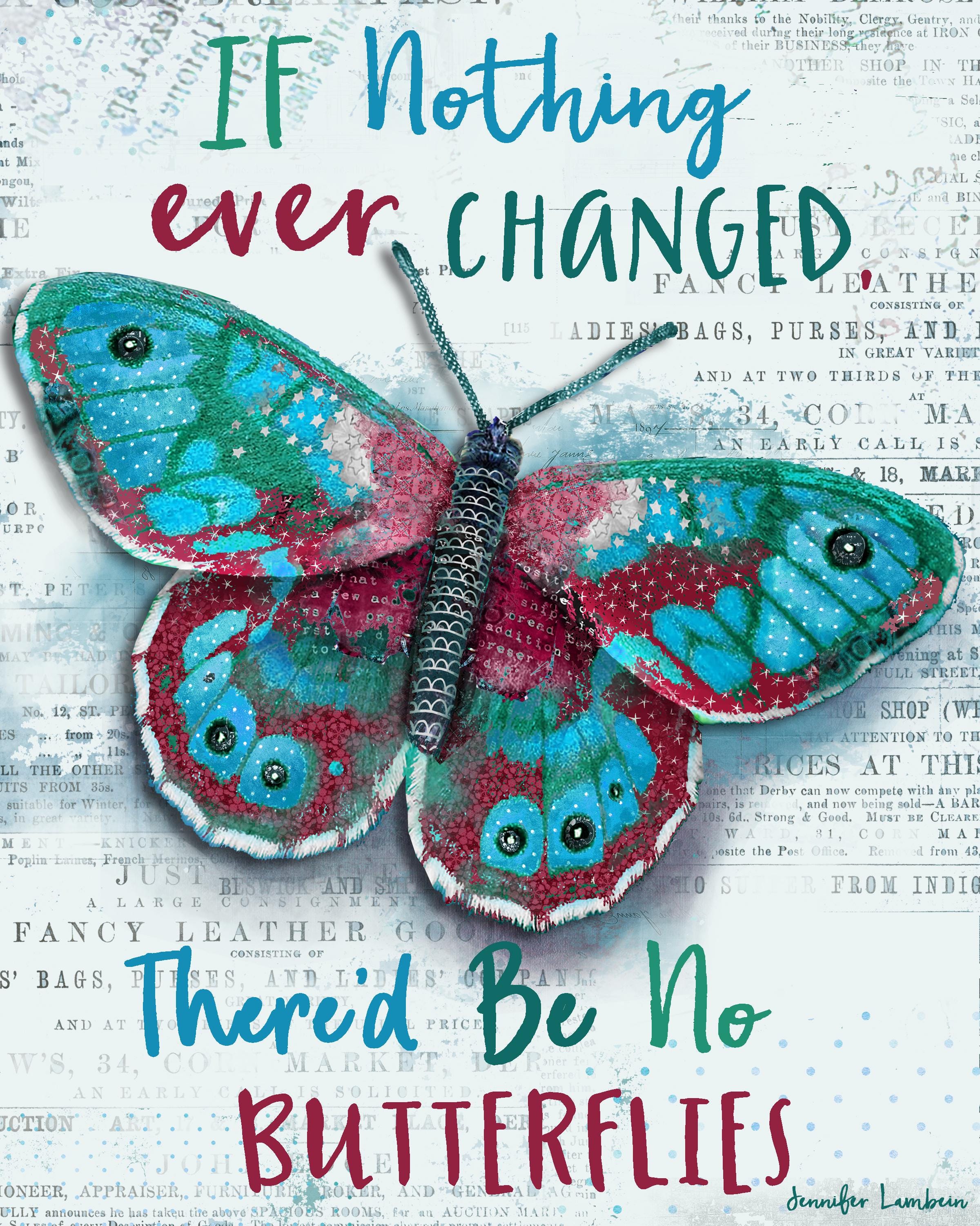 Change Butterfly Art Print - Cherry Positive Quote Mental Health Wall ...