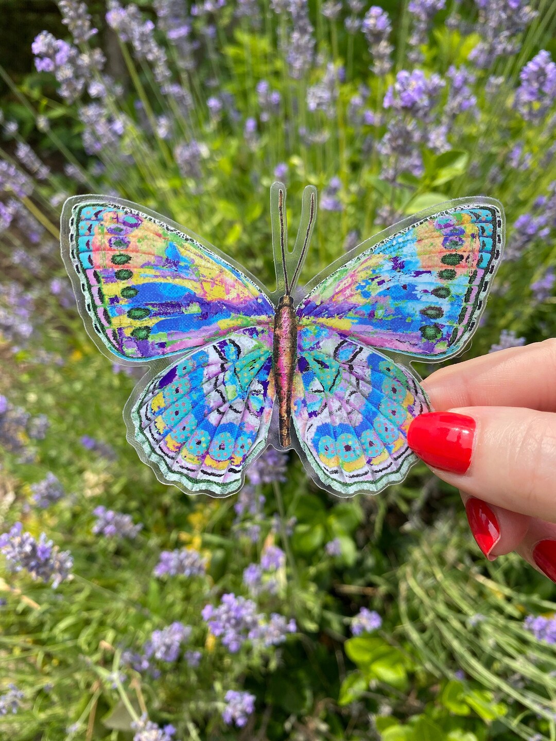 Butterfly in Bloom Sticker - Pretty Boho Insect Art - Pink Watercolor ...