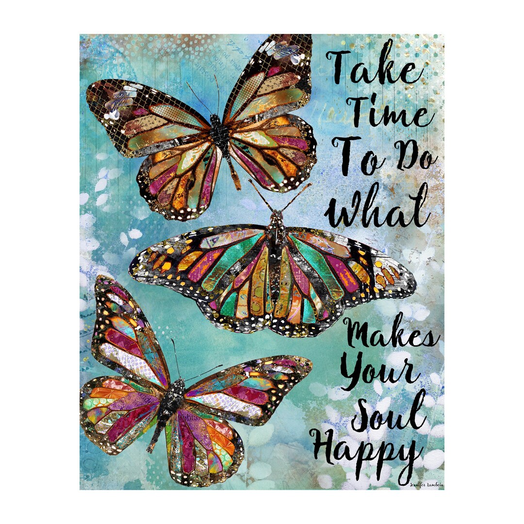 Take Time Butterflies Art Print - Boho Butterfly Room Decor - Rustic ...