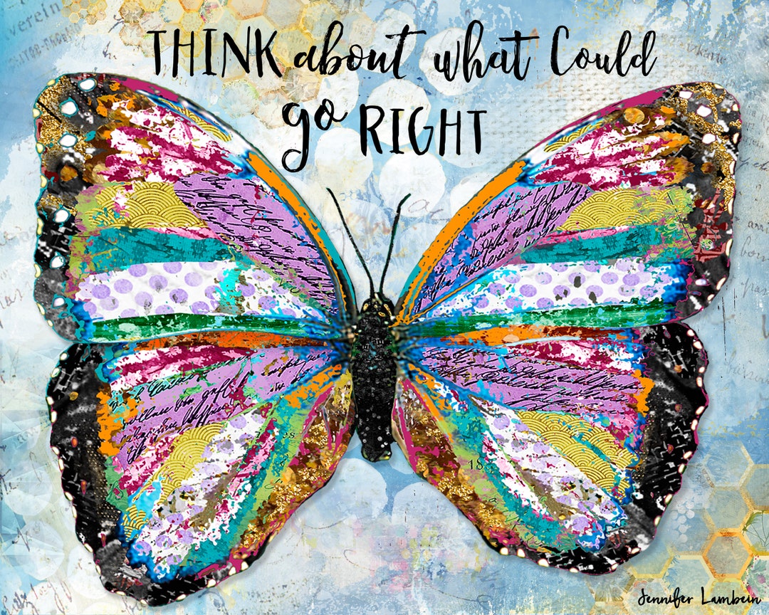 Positive Vibes Butterfly Art Print - Happy Boho Woodland Pretty Gentle ...