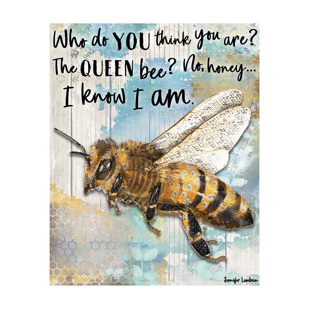 Queen Bee Art Print Rustic Watercolor Boho Wall Decor Girl Boss ...