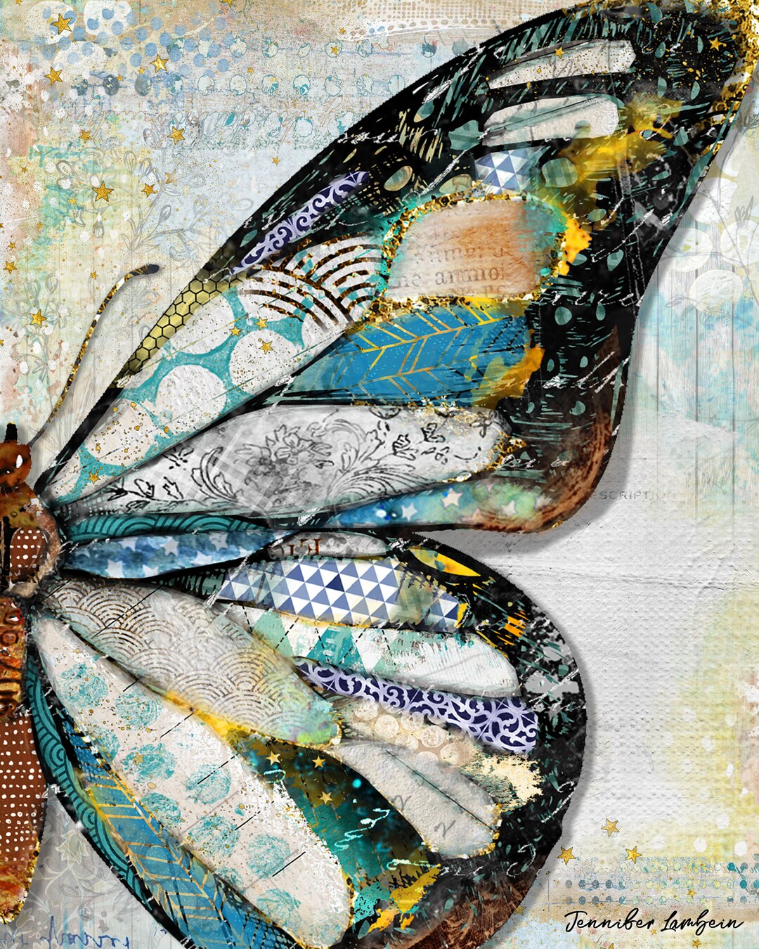 Starlight Butterfly Art Print Rustic Pretty Woodland Boho Butterfly ...