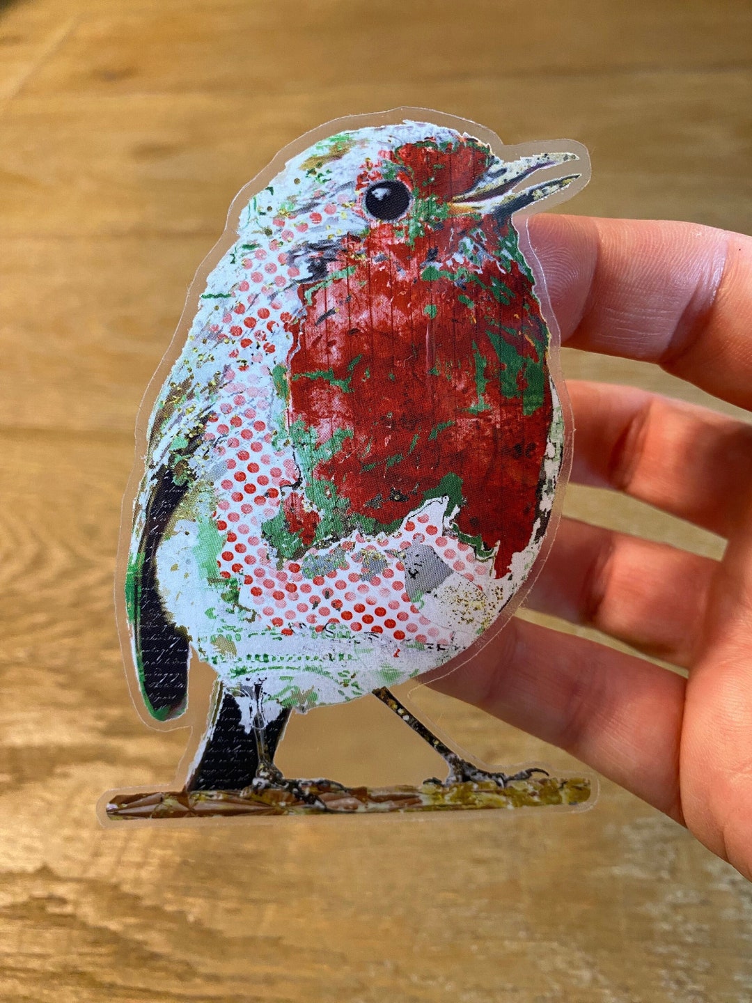 Singing Red Bird Sticker - Rustic Woodland Animal - Nature Boho Art ...