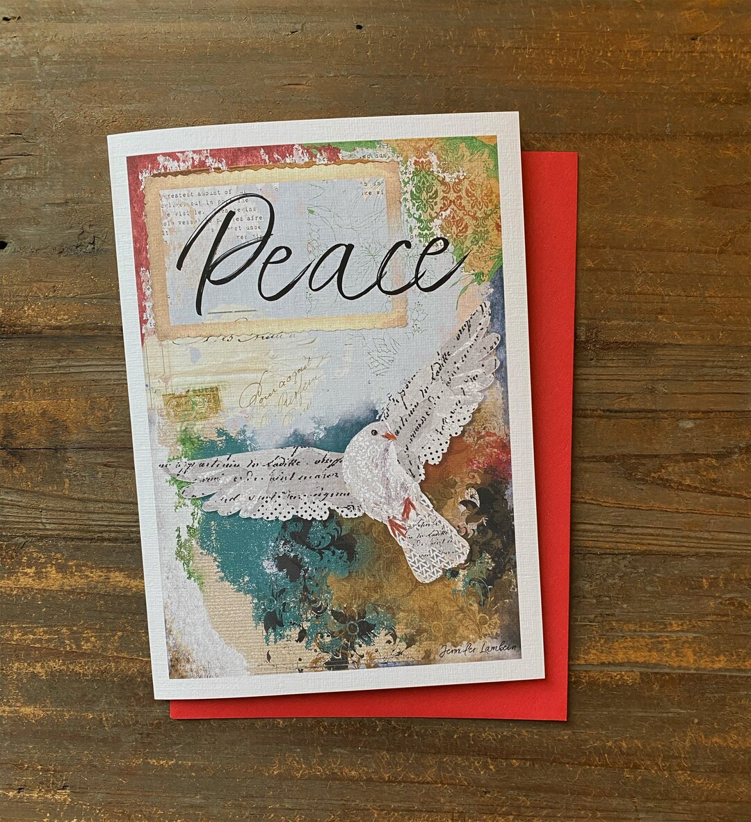 Peace Dove Greeting Card - Christmas Handmade Artist Notecard - Winter ...