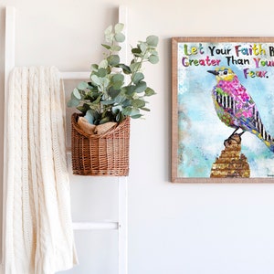 Faith Bird Art Print Christian Boho Butterfly Watercolor Home Decor ...