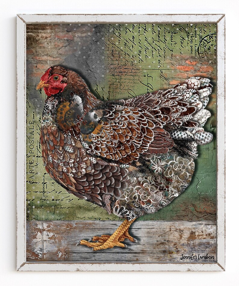 Strong Hen Art Print Rustic Farmhouse Boho Bird Room Decor - Etsy