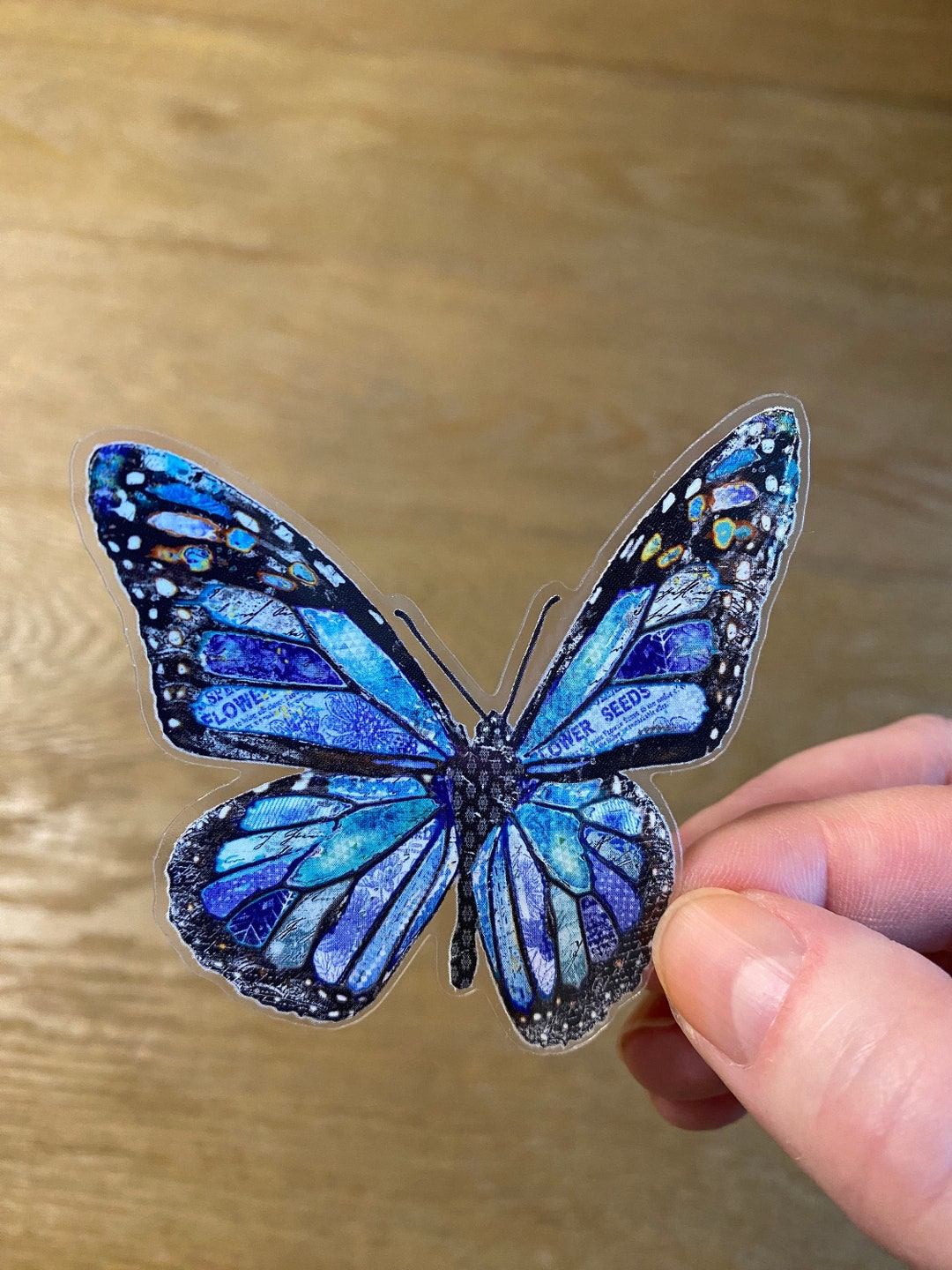 Dreamy Blue Butterfly Sticker - Pretty Boho Sticker - Woodland ...