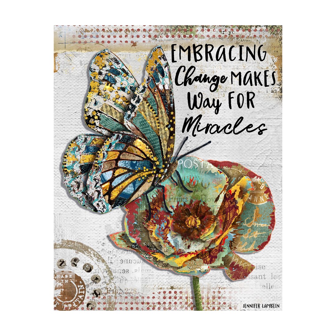 Embracing Change Butterfly Art Print Rustic Wildflower Woodland Boho ...