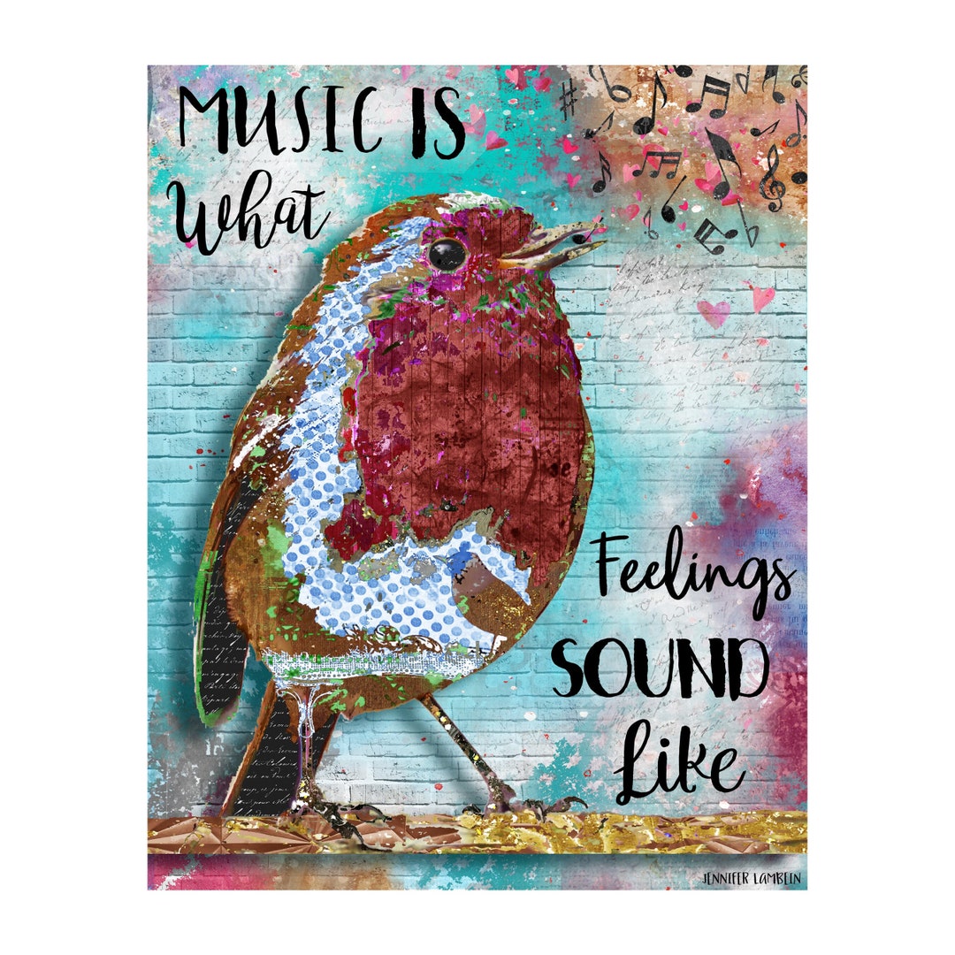 Music Bird Art Print - Rustic Woodland Musical Animal Wall Decor ...