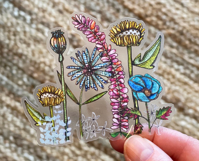 Wildflowers Sticker - Rustic Nature Boho Sticker - Pretty Garden Gift ...