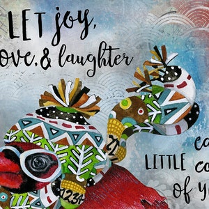 Let Joy Bird Art Print - Boho Cardinal Wall Decor - Rustic Festive ...