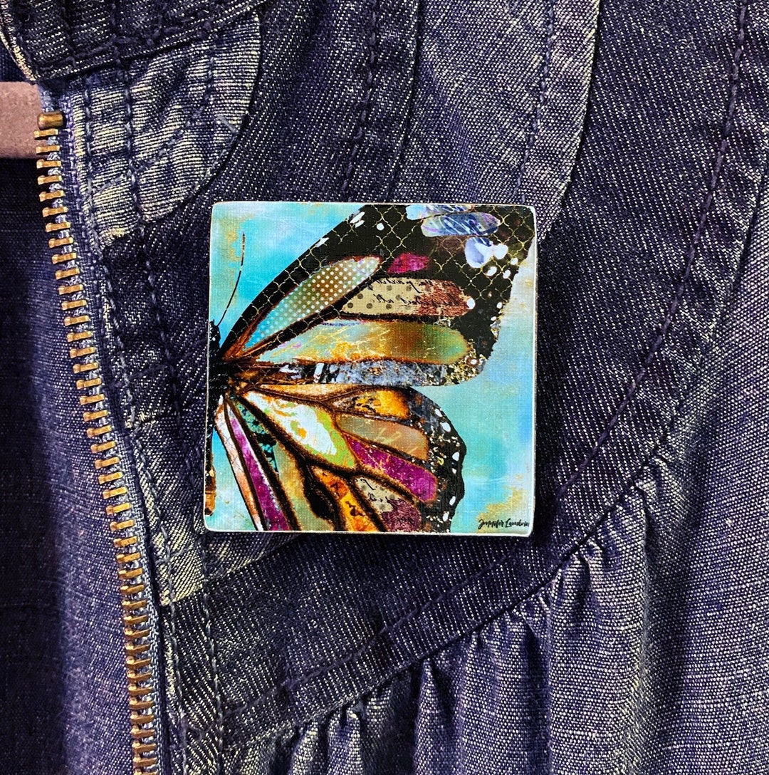 Broche Blue Skies Butterfly Wing Pin Handmade Boho Clothing Jewelry Art ...
