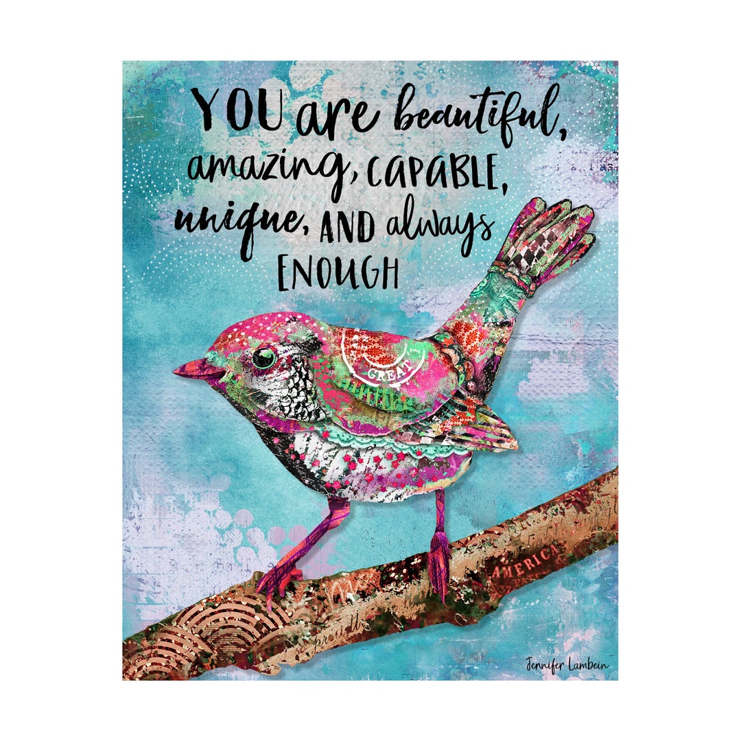 You Are Amazing Art Print - Unique Boho Bird Watercolor Wall Decor ...