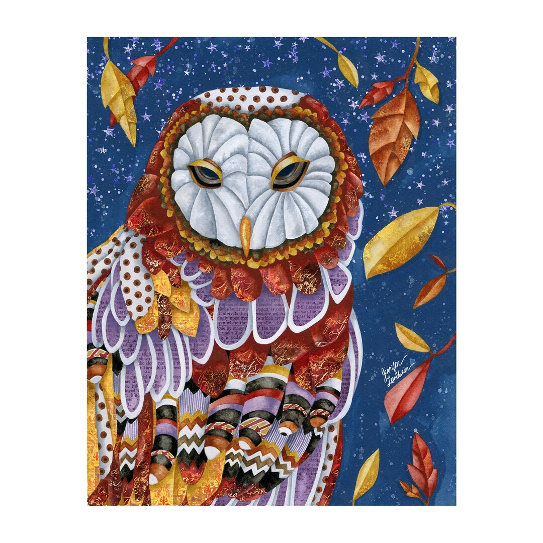 Owl Aura Art Print Rustic Woodland Boho Bird Watercolor Painting Wall ...