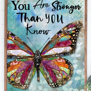 You Are Stronger Art Print - Butterfly Rustic Woodland Boho Plants Wall ...