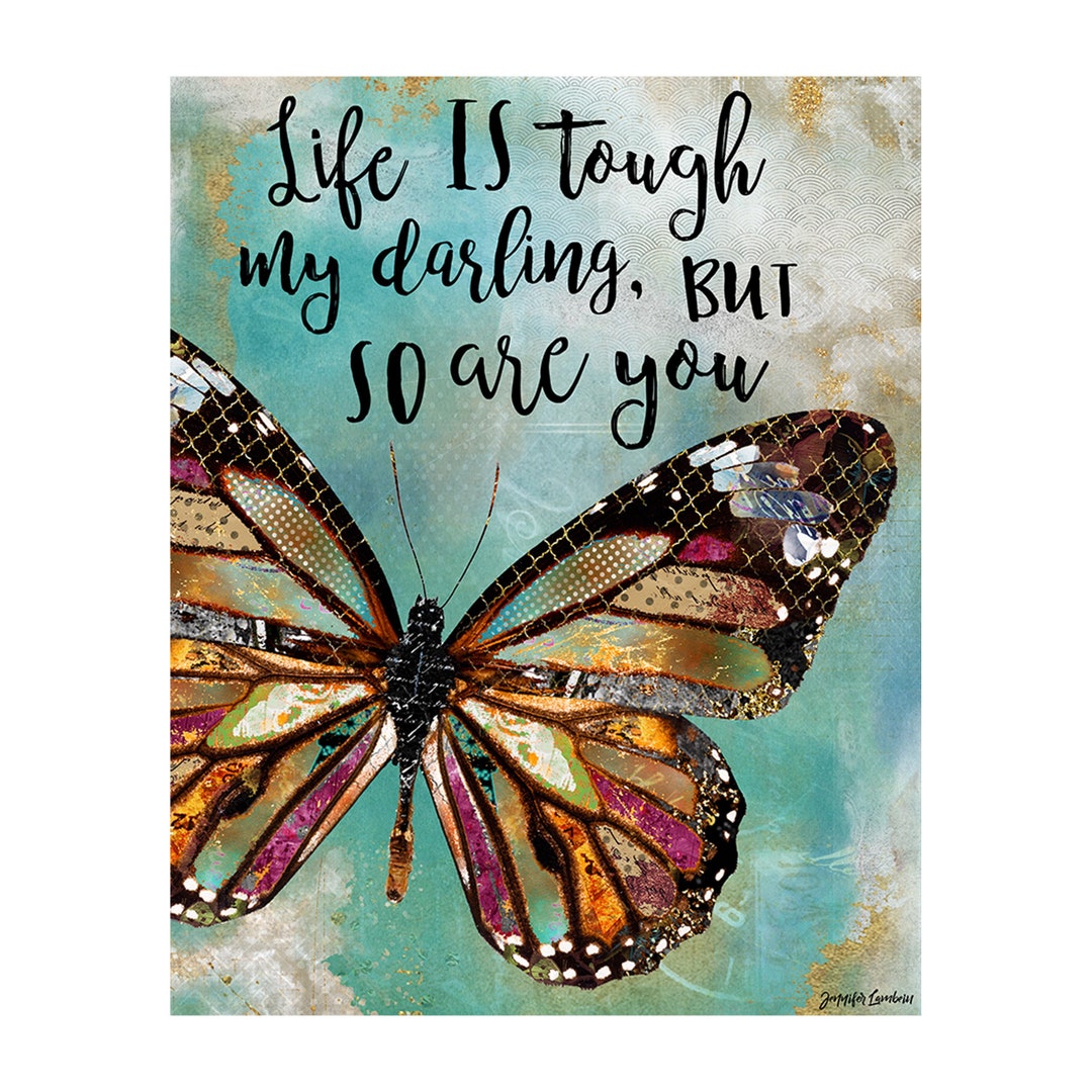 Life is Tough Butterfly Art Print Rustic Woodland Boho Wall Decor for ...