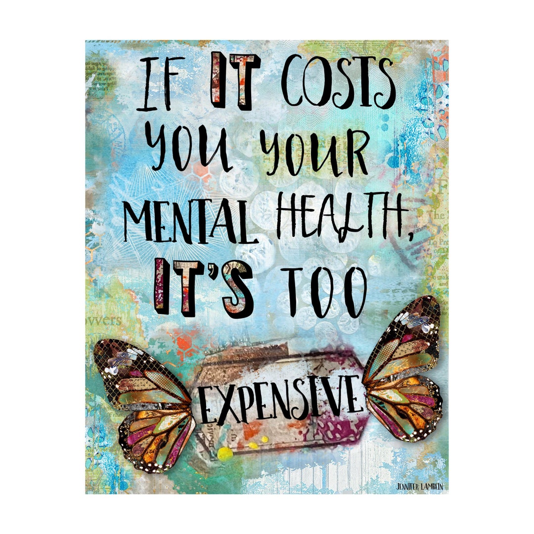 Mental Health Art Print - Self Care - Self Love Butterfly Wing Positive ...
