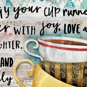 Fabulous Coffee Art Print - Joy Love Laughter Positive Quote - Retro ...
