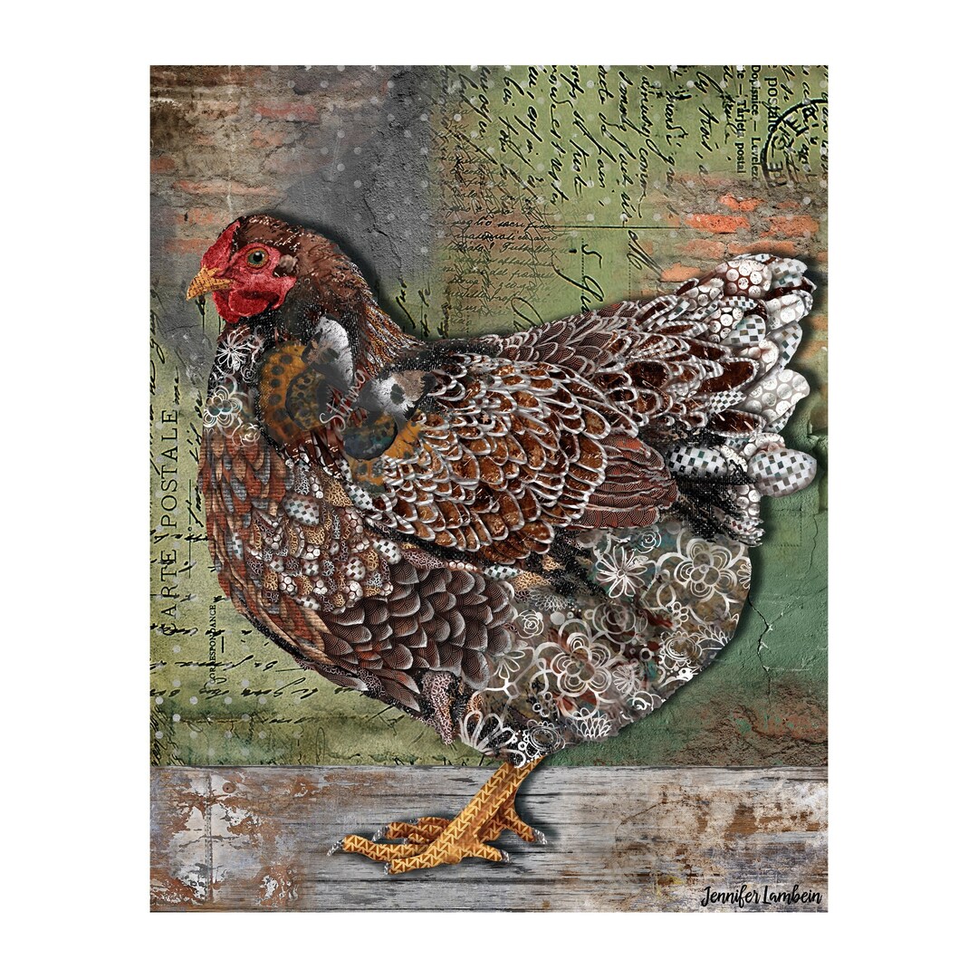 Strong Butterfly Hen Art Print - Rustic Boho Farmhouse Wall Decor ...