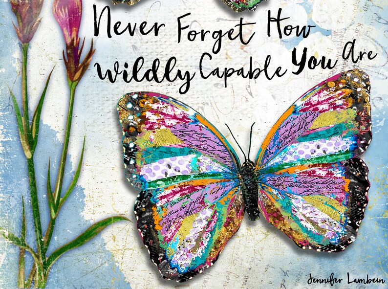 Wildly Capable Art Print - Rustic Woodland Boho Butterfly Room Decor ...