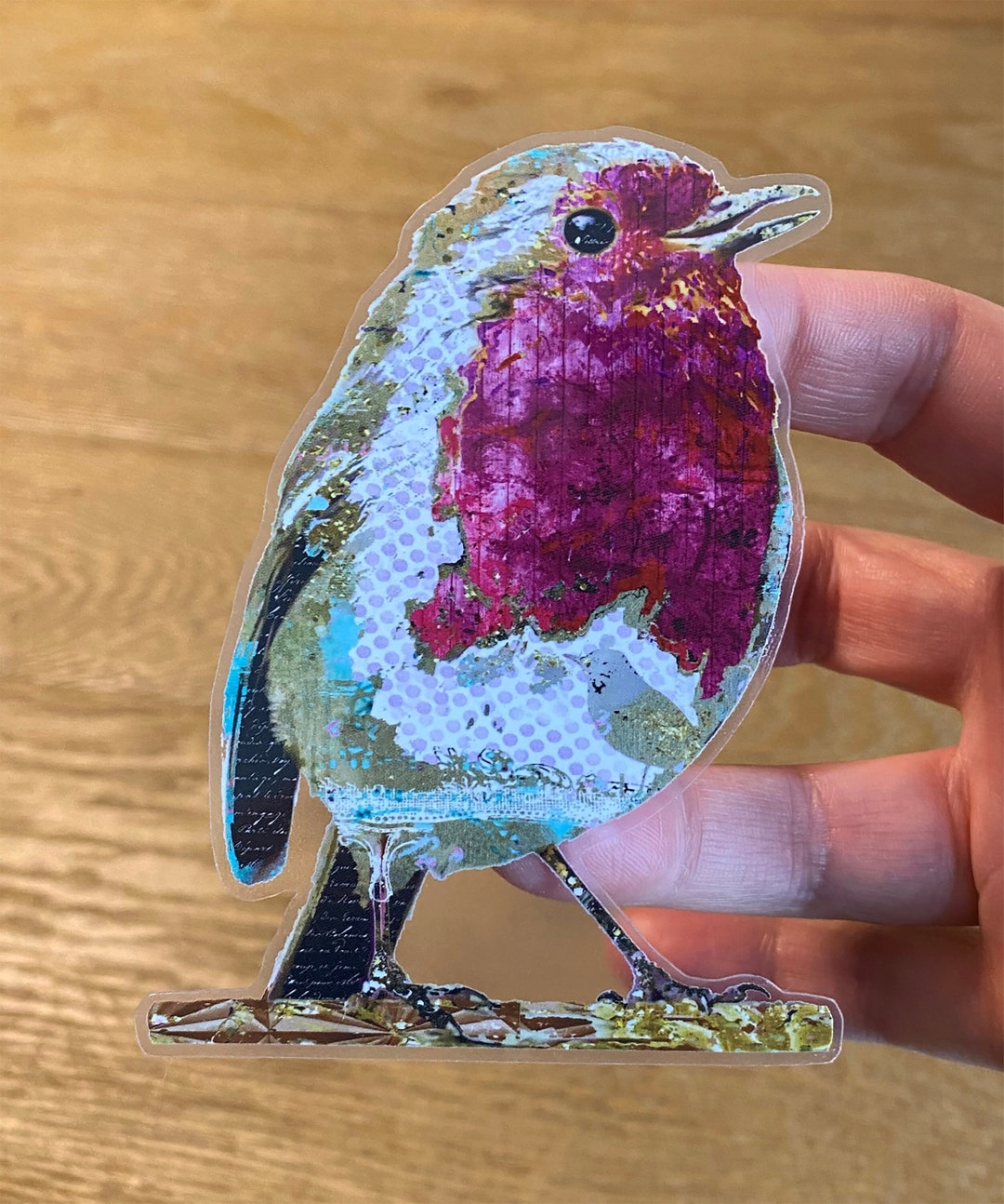 Pink Passion Bird Sticker - Rustic Pretty Woodland Nature Boho Art ...