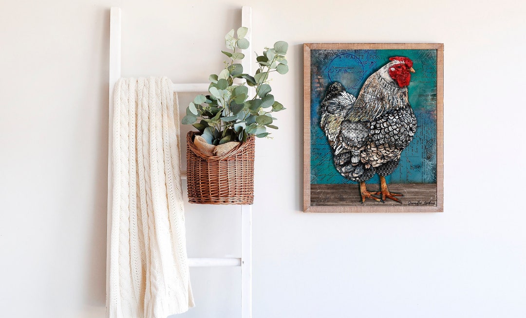 Artiste Hen Art Print Rustic Boho Chicken Bird Animal Wall Decor ...