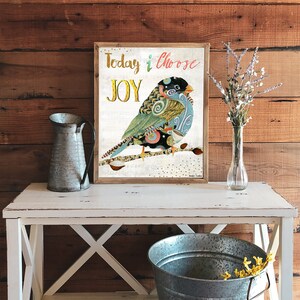 Joy Bird Art Print Rustic Woodland Coffee Boho Animal Watercolor ...